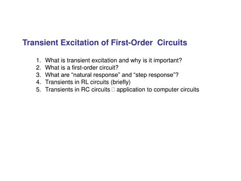 Ppt Transient Excitation Of First Order Circuits Powerpoint