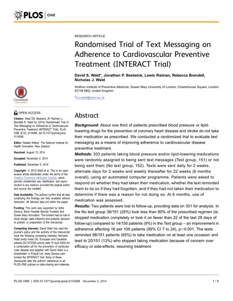 Pdf Randomised Trial Of Text Messaging On Adherence To Cardiovascular