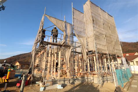 上棟式を行いました♪ 福山市の注文住宅・デザイン住宅・平屋が得意な工務店・ハウスメーカー「スリーピースホーム」