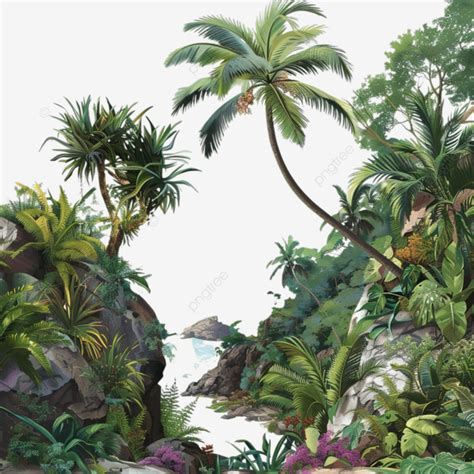 바다가 내려다보이는 열대 풍경 해변 만화 축하 Png 일러스트 및 이미지 에 대한 무료 다운로드 Pngtree
