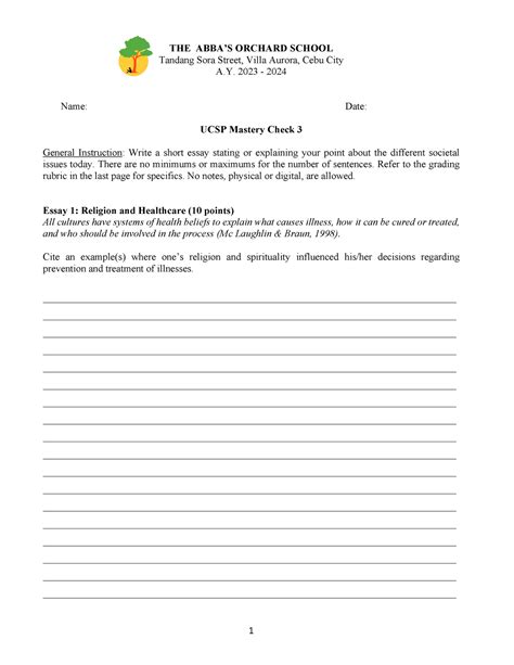 Ucsp Mastery Check 3 Essay Questions On Ucsp Grade 12 The Abbas