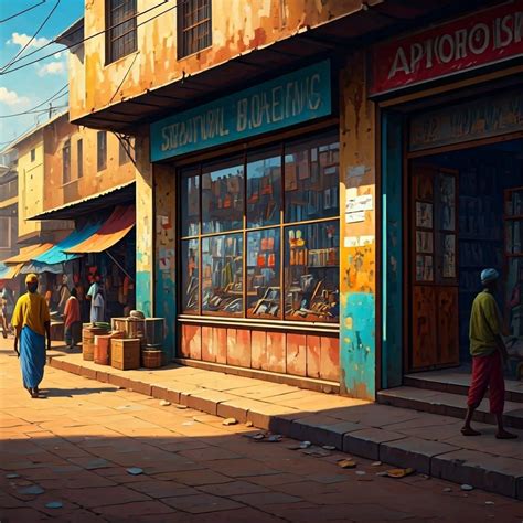 Street With Shops In Africa Vibrant African City Street Sc