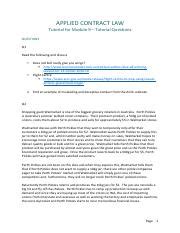 Module Tutorial Questions Pdf Applied Contract Law Tutorial For Module Tutorial