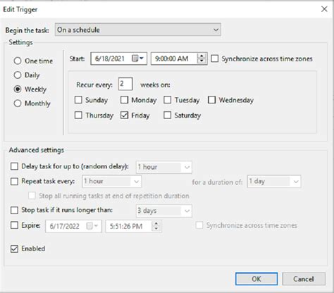 Task Scheduler Server 2019 Runs Tasks Every Week Instead Of Every