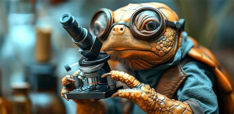 Premium Photo The Turtle Is Currently Peering Through A Microscope Conducting An Experiment