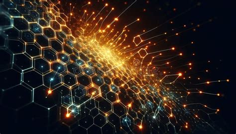 Radiant Glowing Hexagons Interconnected To Create A Futuristic Honeycomb Structure On A Dark
