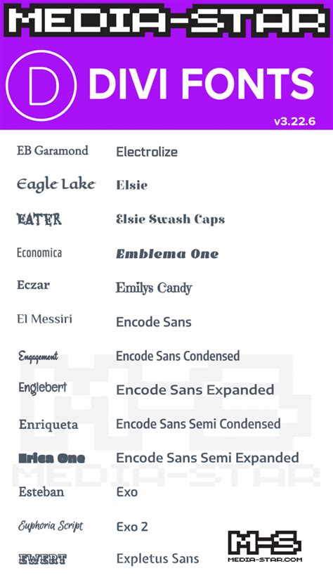 Complete Divi Font List Examples Previews Elegant Themes
