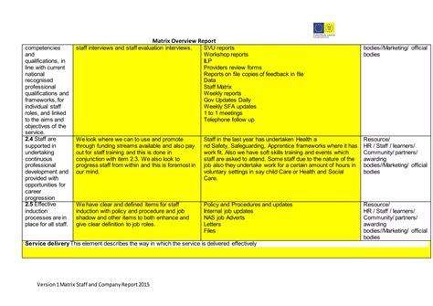 Matrix Report Overview Docx