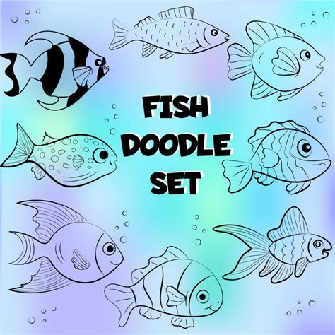 Fish Doodle Set Illustrations MasterBundles