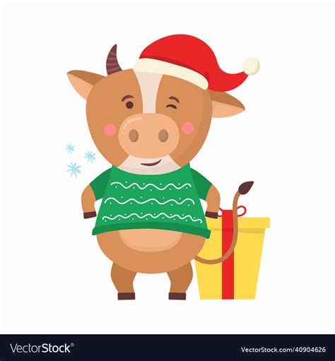 Color Bulls Chinese New Year Cow With Horns Vector Image