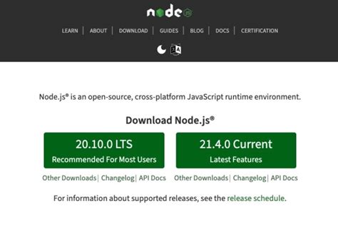 Installation Nodejs 20