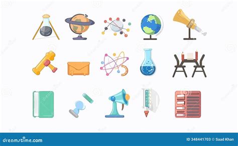 Set Of Subjects Of Science Objects And Symbols Laid Out In The Form Of A Circle Vector