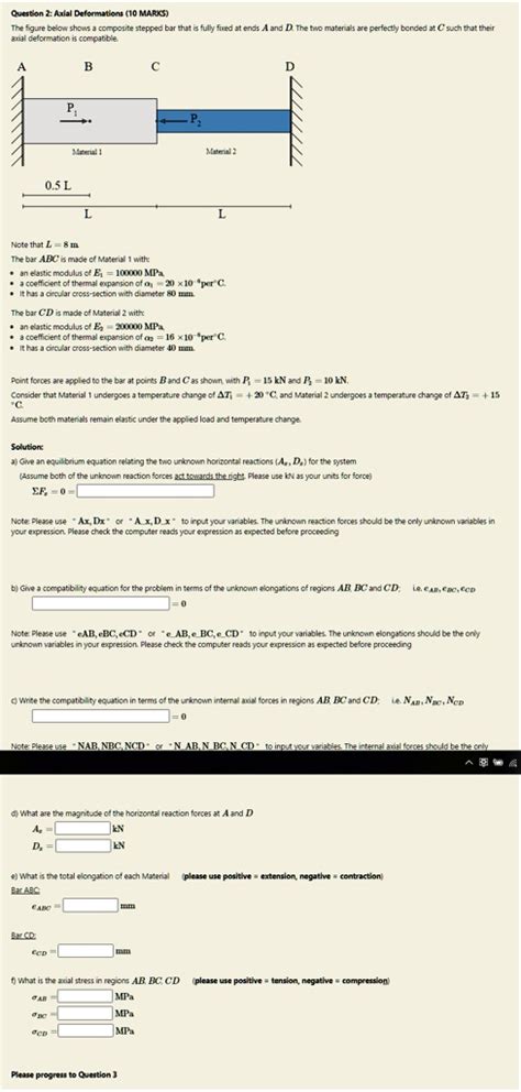 Solved Question 2 Axial Deformations 10 Marks The Figure Below