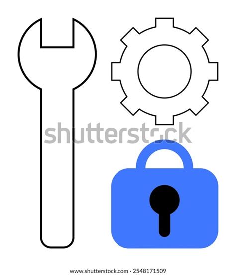 Simplified Black Outline Wrench Gear Wheel Stock Vector Royalty Free