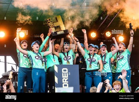 Oval Invinciples Players Celebrate Winning With The Trophy During The