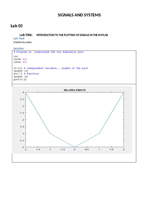 Signal And System Lab Signals And Systems Lab 02 Lab Title