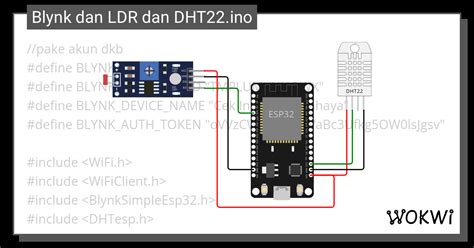 Blynk Dan LDR Dan DHT22 Ino Wokwi ESP32 STM32 Arduino Simulator