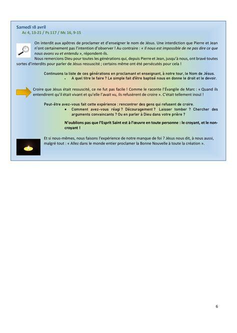 Octave De Pâques Samedi 18 Avril