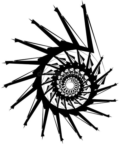 Geometric Circular Spiral Abstract Angular Edgy Shape In Rotating Fashion Stock Vector