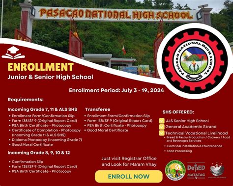 Enroll Now Pasacao National High School Facebook