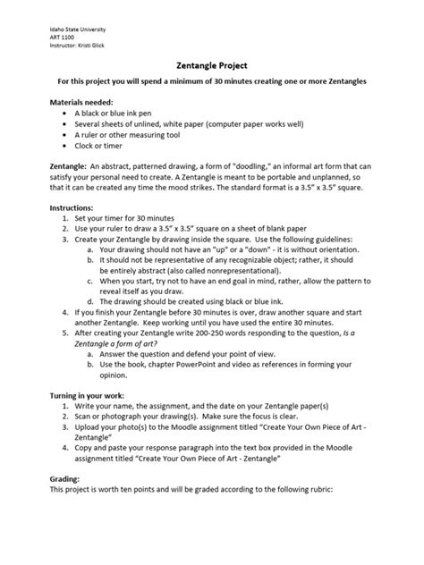 Zentangle Assignment Pdf Pattern