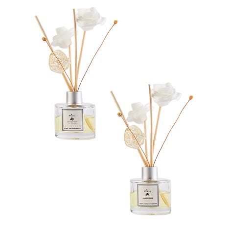 Fake Flowers Reed Oil Diffusers With Natural Sticks Glass Bottle And