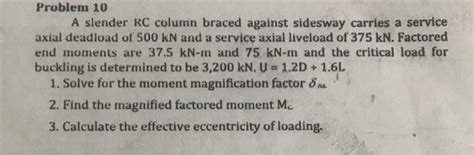 Solved Problem 10 A Slender Rc Column Braced Against