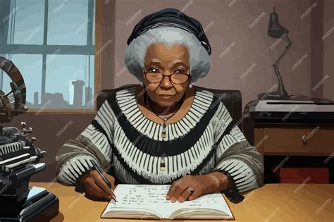 Premium Vector Old Lady African Writting Novels Illustration