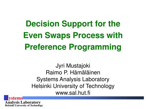 Ppt Decision Support For The Even Swaps Process With Preference Programming Powerpoint