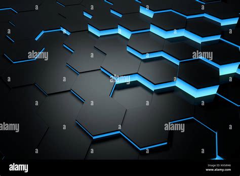 Glowing Blue Hexagon Pattern Background 3D Rendering Stock Photo Alamy