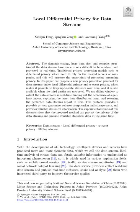 Pdf Local Differential Privacy For Data Streams