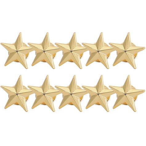 10 Pcs Five Pointed Star Badge Trendy Hats Badges Metal Pins Rating