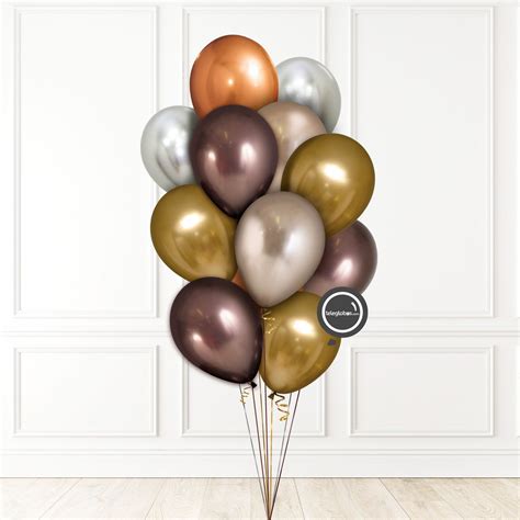 12 Globos De Látex Cromo Inflados Con Helio 11 Plata Champagne Tru