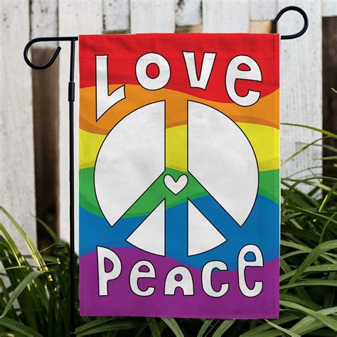 Lgbt Pride Peace Sign Garden Flag Lgbt Month Yard Lawn Love Is Love