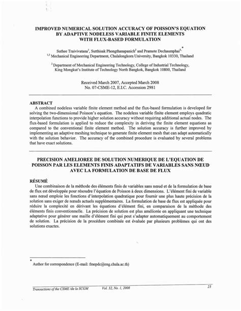 Pdf Improved Numerical Solution Accuracy Of Poissons Equation By