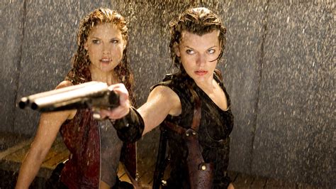 Women Movies Rain Actress Resident Evil Shotguns Ali Larter Milla Jovovich Resident