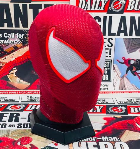 The Scarlet Spidey Mask With Face Shell Wearable Movie Prop Replica Rexdesign