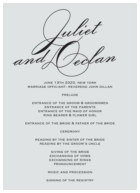 Classic Script Wedding Program