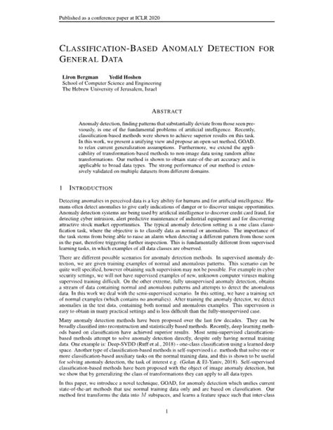 Classification Based Anomaly Detection For General Data Docslib