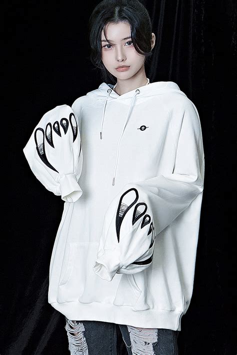 티엠쓰리 Tm3 오버핏 해치자수 퍼프소매 후드티 화이트