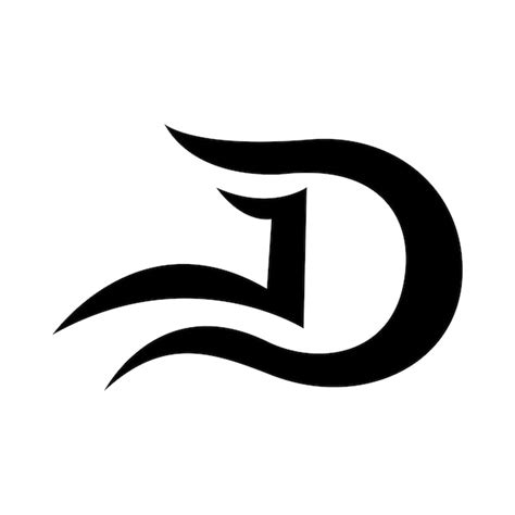 Icono De La Letra D Negra Con Curvas Onduladas Vector Premium