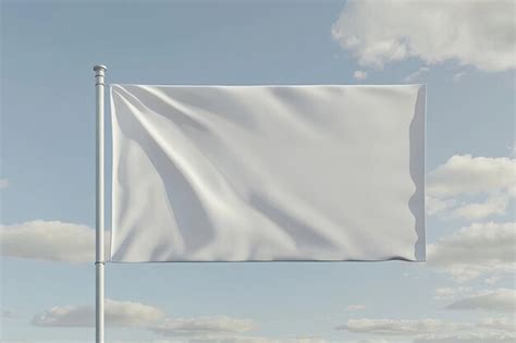 Modern Rectangular Flag Banner 3d Isolated Mockup With Flagpole