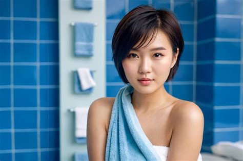 Premium Photo Young Attractive Girl Posing In The Bathroom
