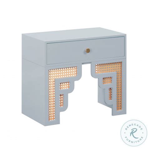 Suzie Pastel Blue And Rattan Nightstand From TOV Coleman Furniture