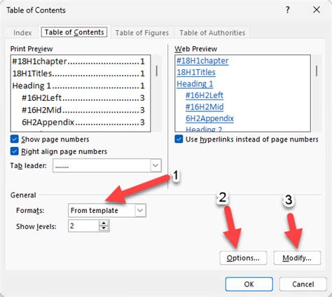 Modify Table Of Contents Use Style For Table Of Contents To Format