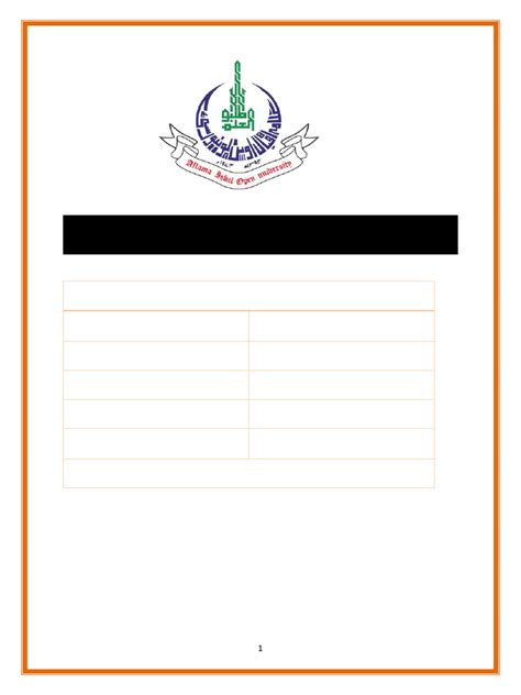 Allama Iqbal Open University Islamabad Assignment No 2 Name User Id