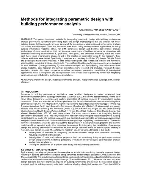 Methods For Integrating Parametric Design With Building Performance