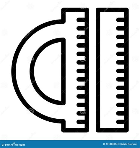 Geometry Ruler Line Icon Protractor Ruler Vector Illustration Isolated On White Tool Outline