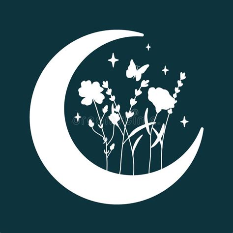 Luna Floral Clipart Conjunto De Flores De Fase Lunar Elementos De