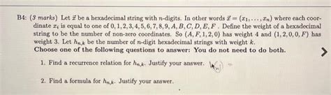 Solved B4 3 Marks Let X Be A Hexadecimal String With